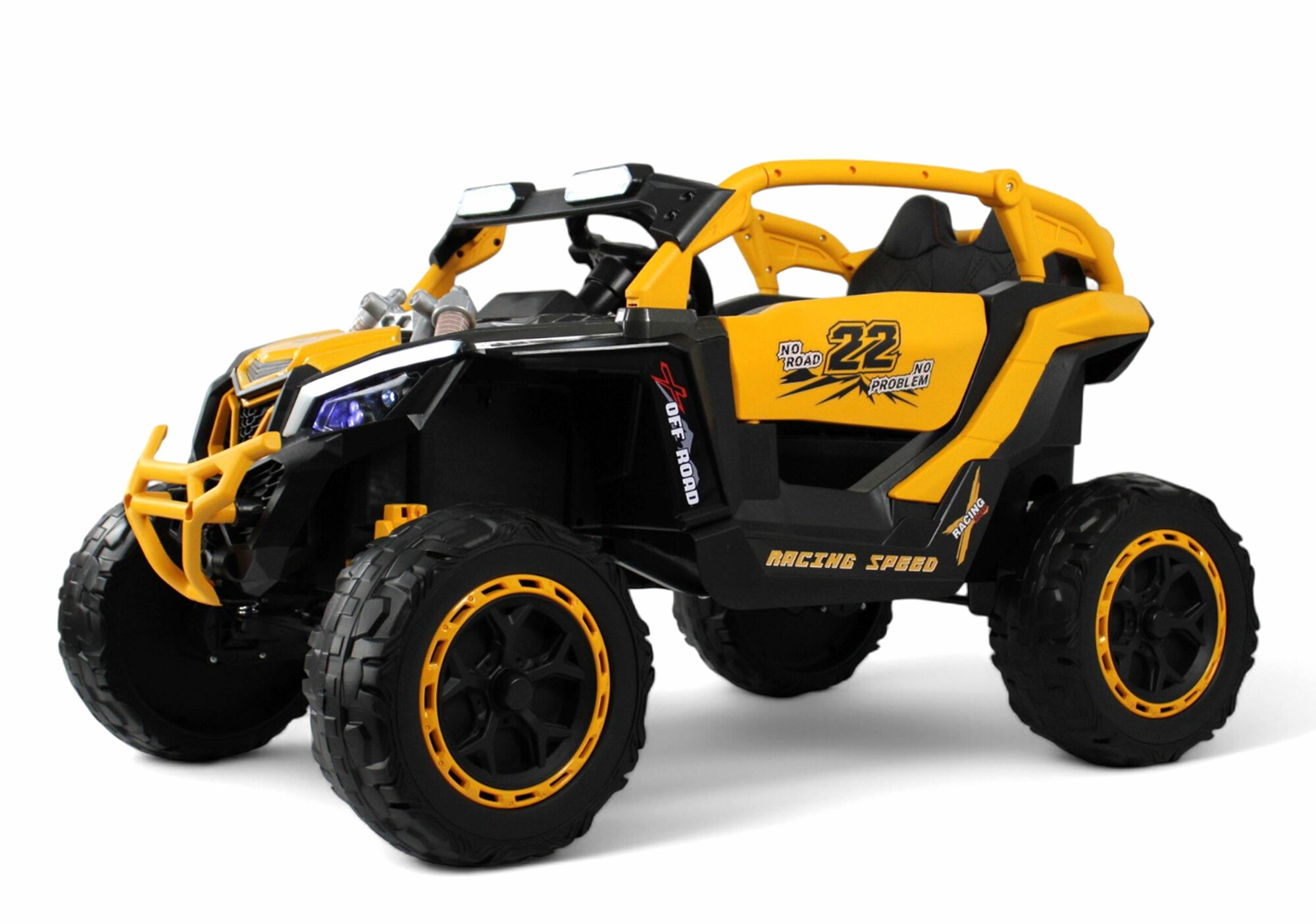 Детский электромобиль - багги RiverToys K707AM-A 4WD с дистанционным управлением, полноприводный, одноместный жёлтый