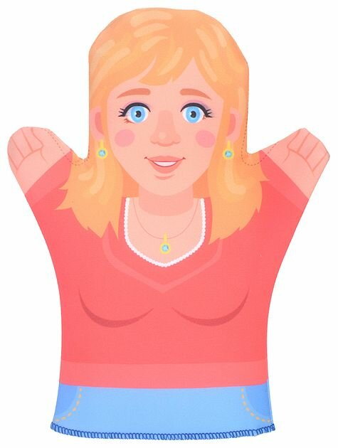 Кукла-рукавичка на руку "Мама Люда" для кукольного театра, мягкая игрушка-перчатка, перчаточная кукла бибабо, 24 см