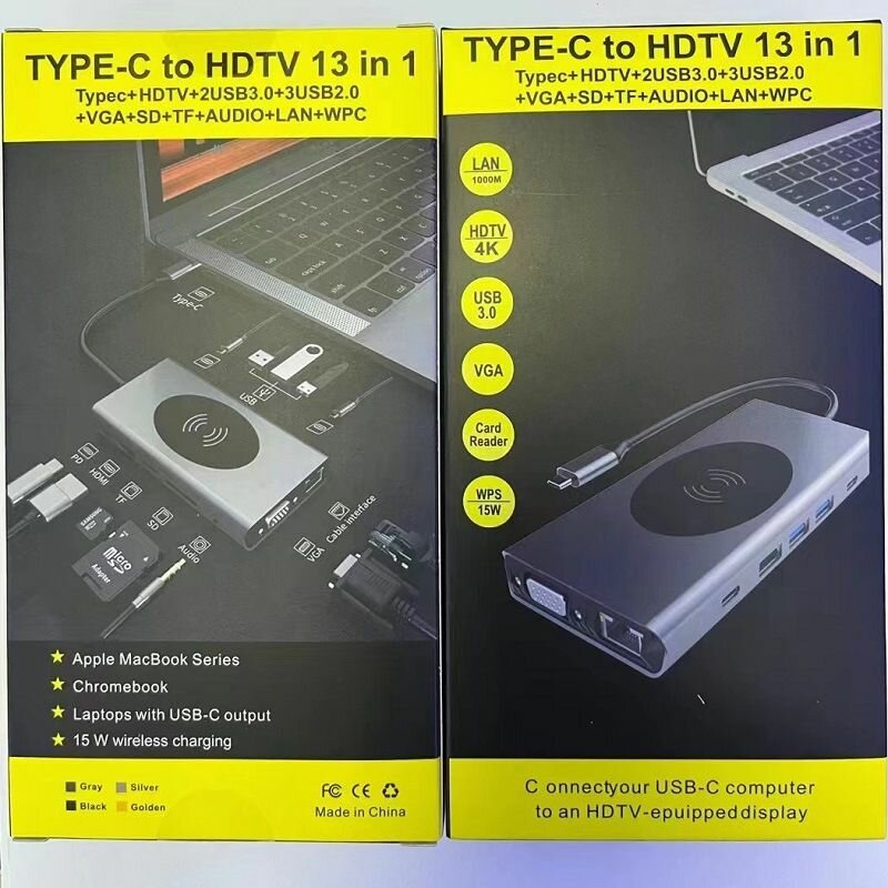 Док-станция Type-C 2345678-in-1 с USB хабом, сетевым адаптером и HDMI 2.0 4K