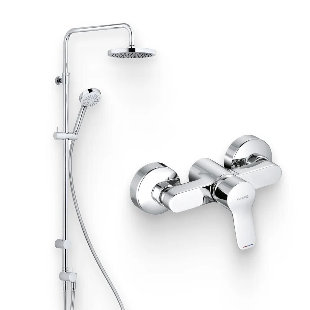 Душевой комплект Смеситель для душа Kludi Pure&Easy 378410565 / Стойка Logo dual shower system 6809305-00
