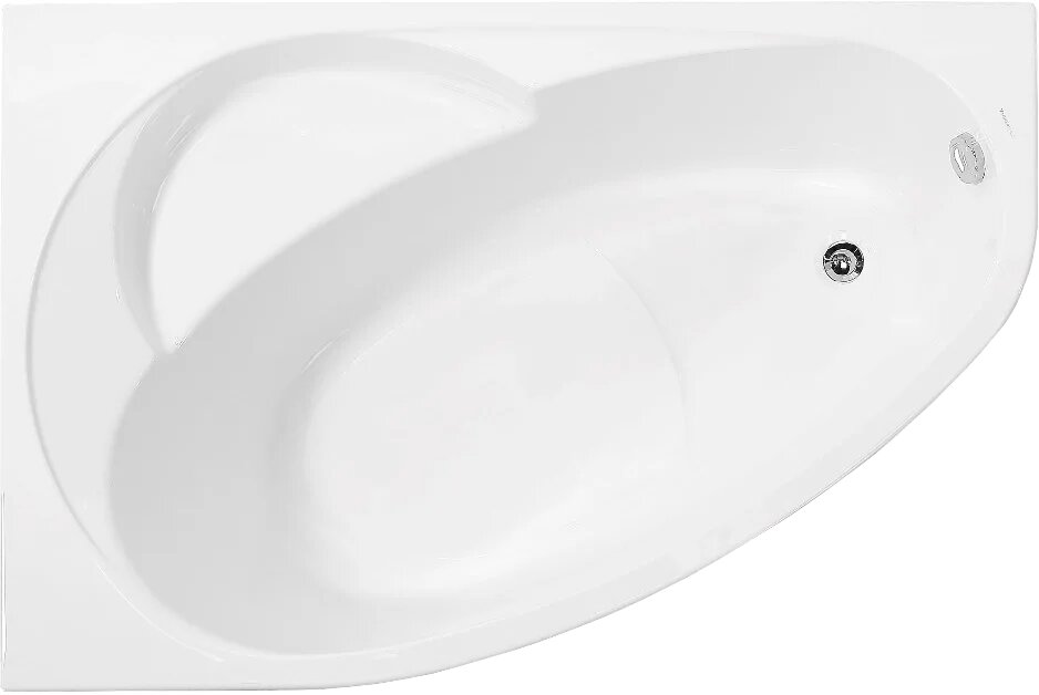 Акриловая ванна Vagnerplast Flora L 150x100, с каркасом, угловая, левая, пристенная, белая, глянцевая, асимметричная, с сиденьем