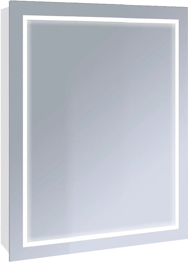 Зеркало-шкаф Emmy Родос 50 L со светодиодной подсветкой, 50 см, с розеткой, белое, в современном стиле, зеркало настенное в ванную
