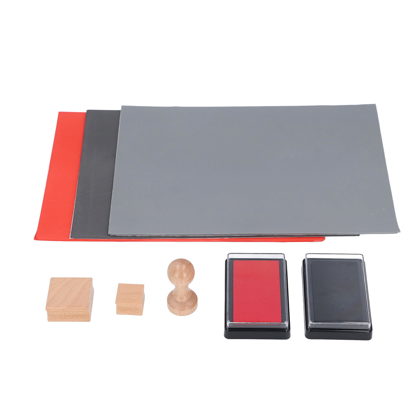 Комплект резиновых штампов (3 шт) – формат А4, красный/черный