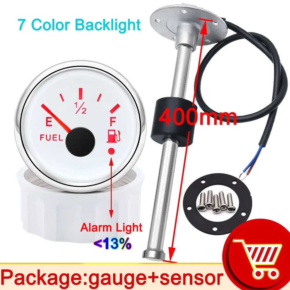 Датчик уровня топлива 52 мм + датчик уровня топлива 240-33 Ом с 7-цветной with 400mm sensor