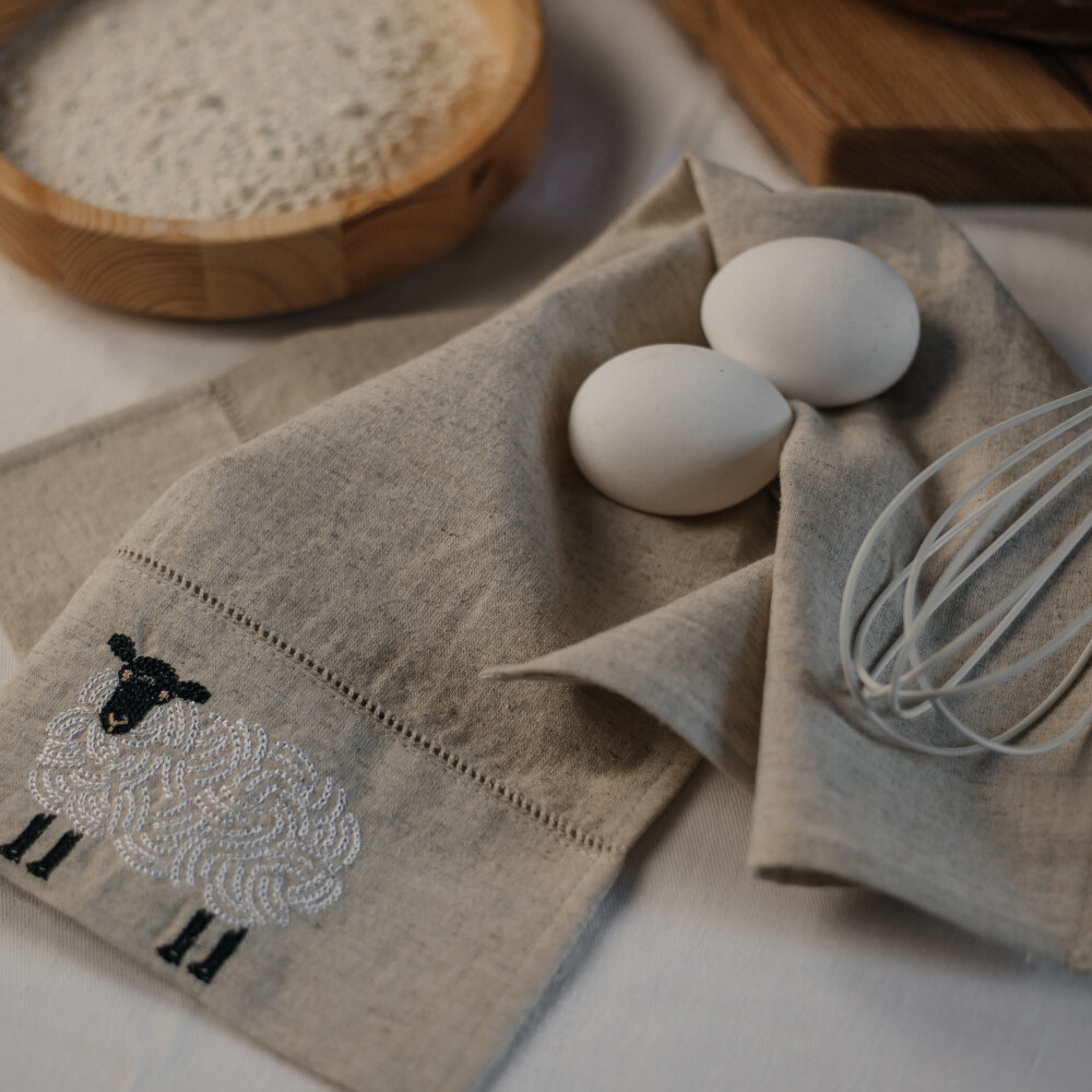 Набор полотенец VINTAGE STUDIO, лен с хлопком, с вышивкой, комплект 2 шт, 40x55 см