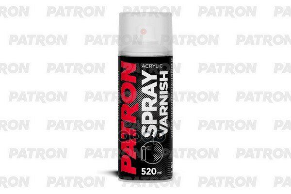 Лак акриловый 520 мл (нетто 270г.) - прозрачный матовый, быстросохнущий универсальный, аэрозоль PATRON арт. PAC119