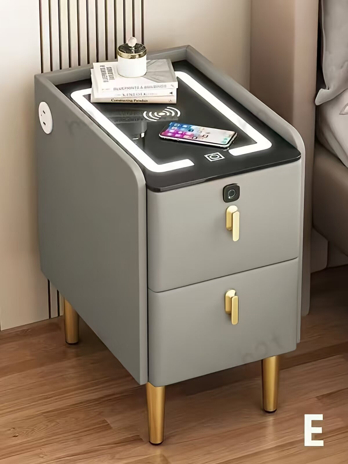 Тумба-секретер, массив дерева, 2 ящика, 25-40см, сенсорная подсветка