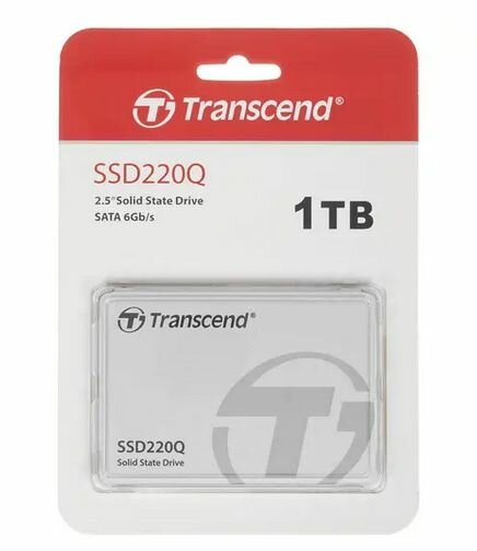 1000 ГБ 2.5" SATA накопитель Transcend 220Q (TS1TSSD220Q) - SATA, чтение - 550 Мбайт/сек, запись - 500 Мбайт/сек, 3D NAND, 4 бит QLC