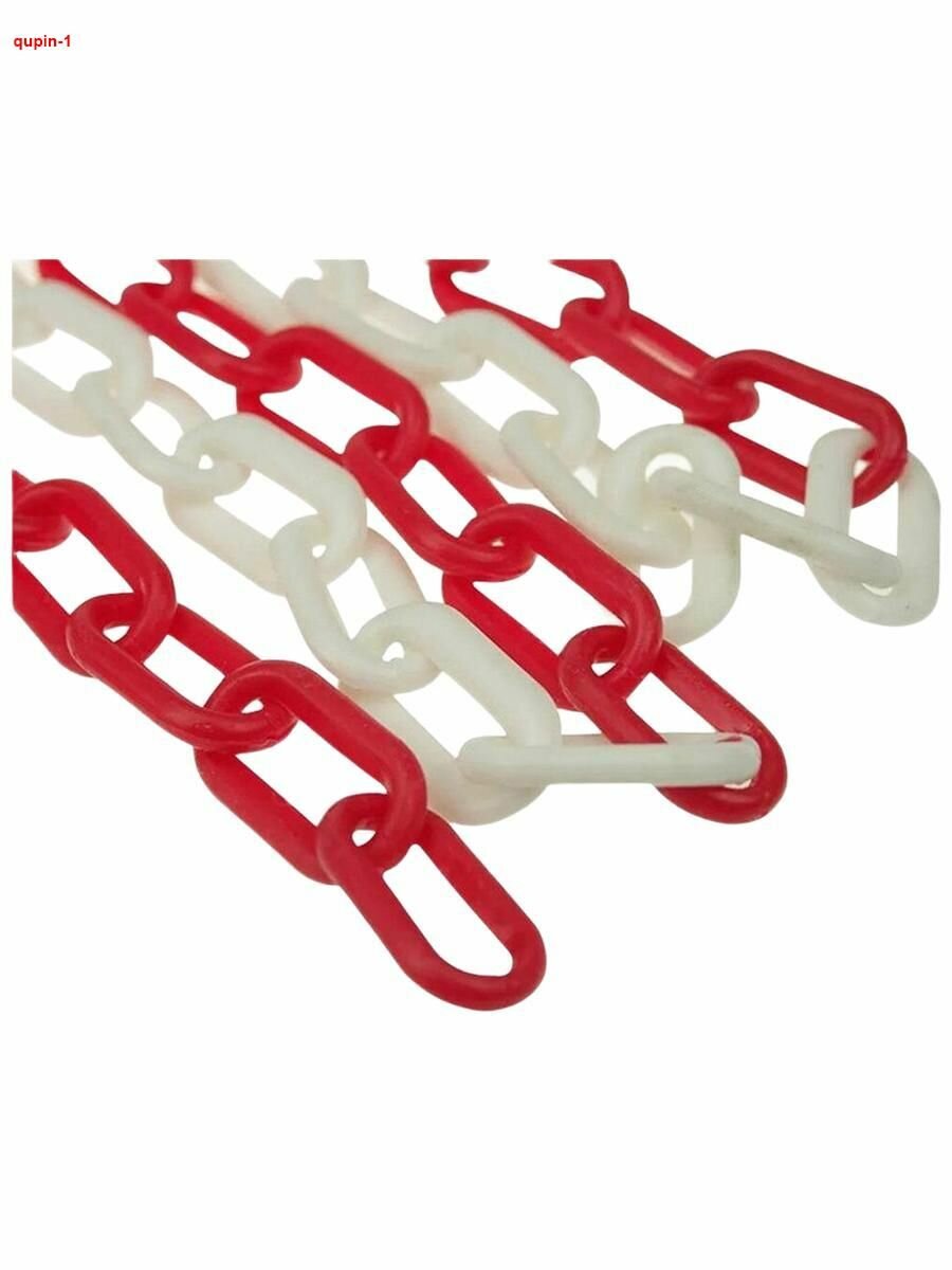 Оградительная цепь 10 м красно-белая для зонирования территории, пластиковая сцепка для ограждения стройки, парковки, спортплощадки, выделения опасных зон, лёгкая и не ржавеет
