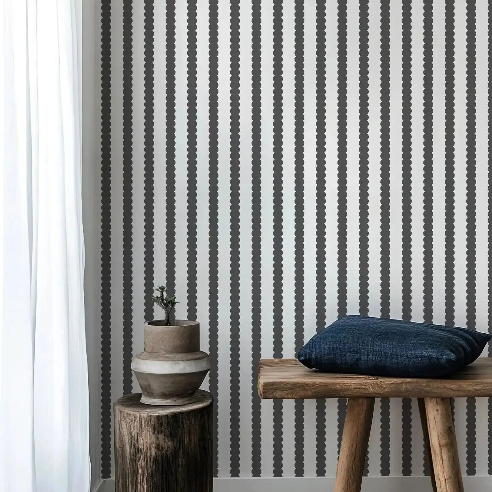 Бумажные обои Pixel&wall темно-серые с пузырьковой полоской Tradition Un-paste, 50cm x 300cm