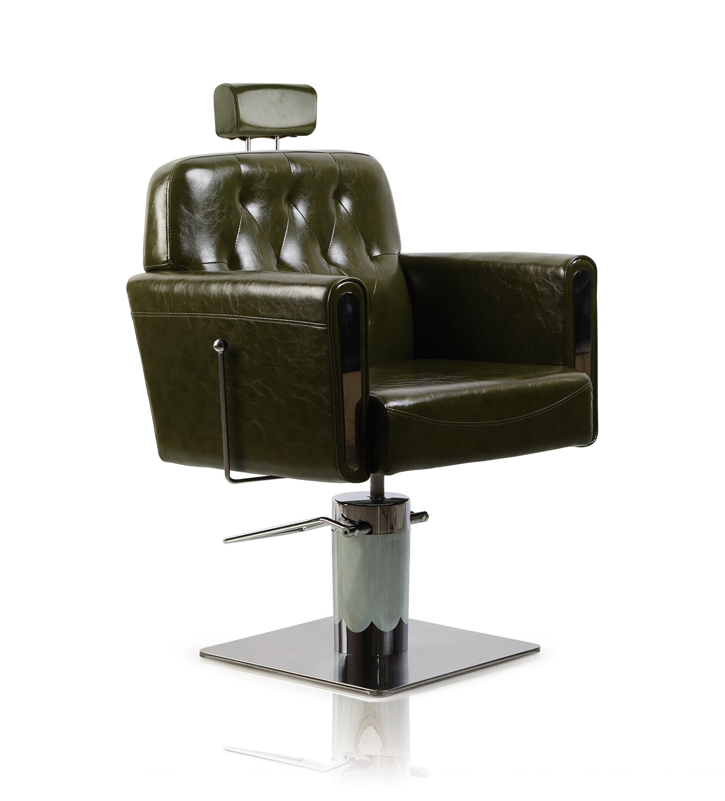 Парикмахерское кресло Джастин, квадратное основание, черный кожзам