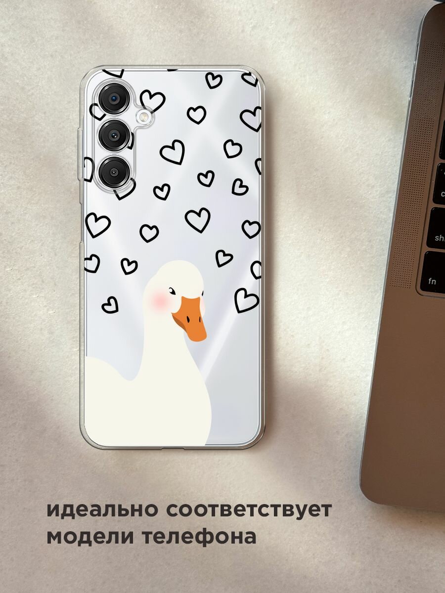 Чехол на Samsung Galaxy A16 / Самсунг А16 с принтом "Влюблённый гусь 3 - 14 февраля", прозрачный — фото 1