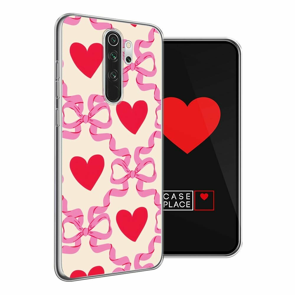 Чехол на Xiaomi Redmi Note 8 Pro / Сяоми Редми Нот 8 Про с принтом "Hearts and ribbons 1 - 14 февраля" — фото 1