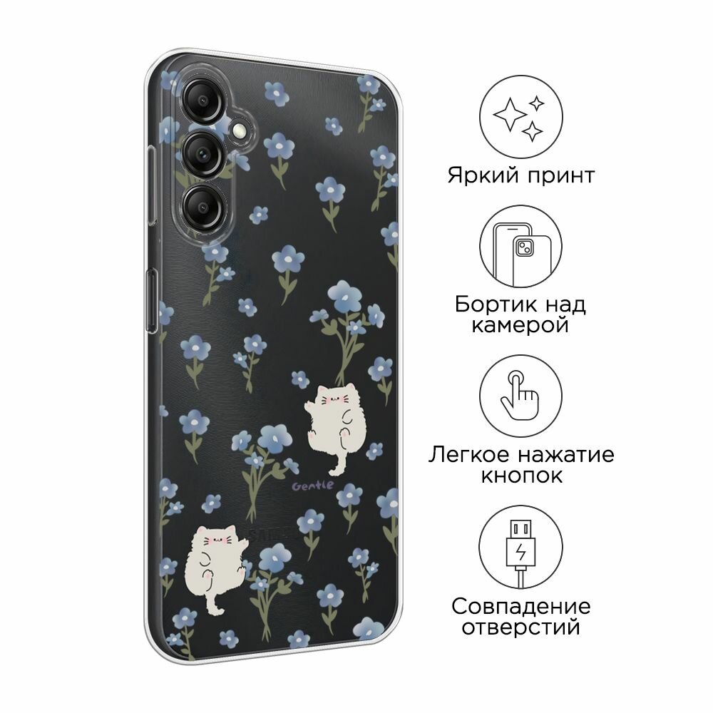 Чехол на Samsung Galaxy A15 / Самсунг А15 с принтом "Gentle cats", прозрачный — фото 1