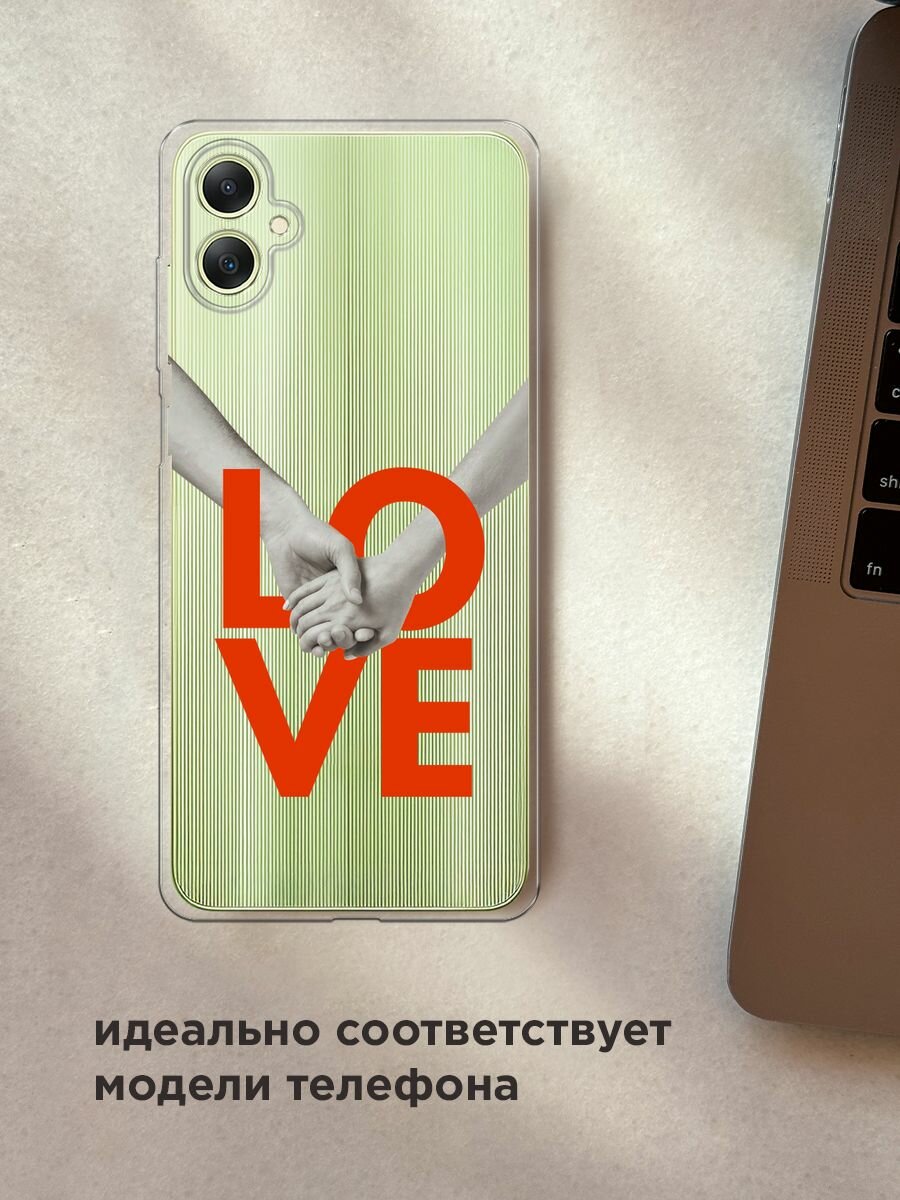 Чехол на Samsung Galaxy A06 / Самсунг Галакси А06 с принтом "Love holding hands - 14 февраля", прозрачный — фото 1