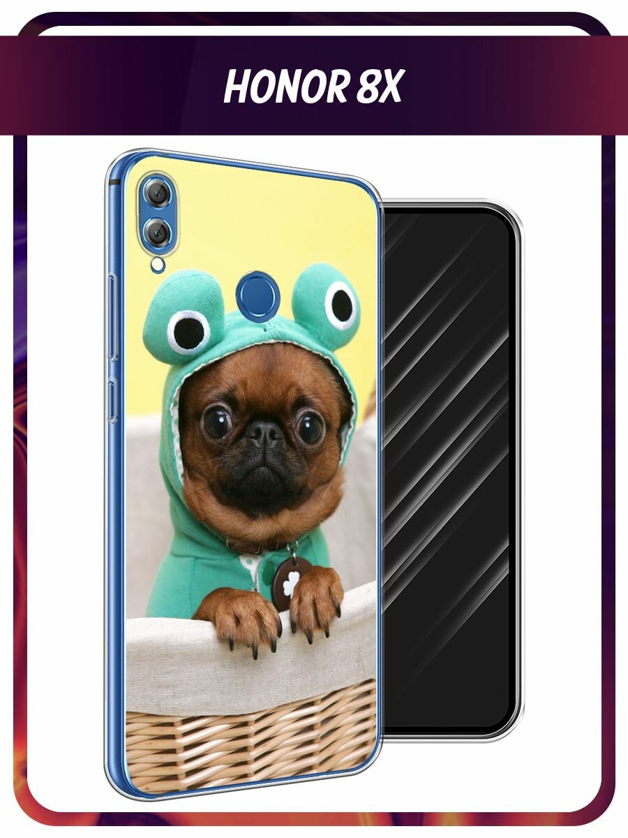 Чехол на Honor 8X / Хонор 8Х с принтом "Собачка в шапке лягушки"