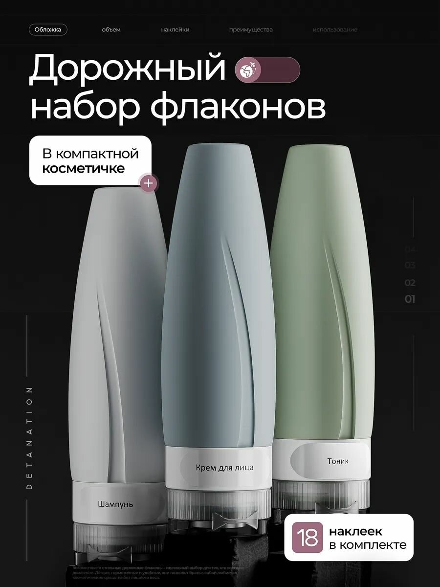 Дорожный набор флаконов силикон