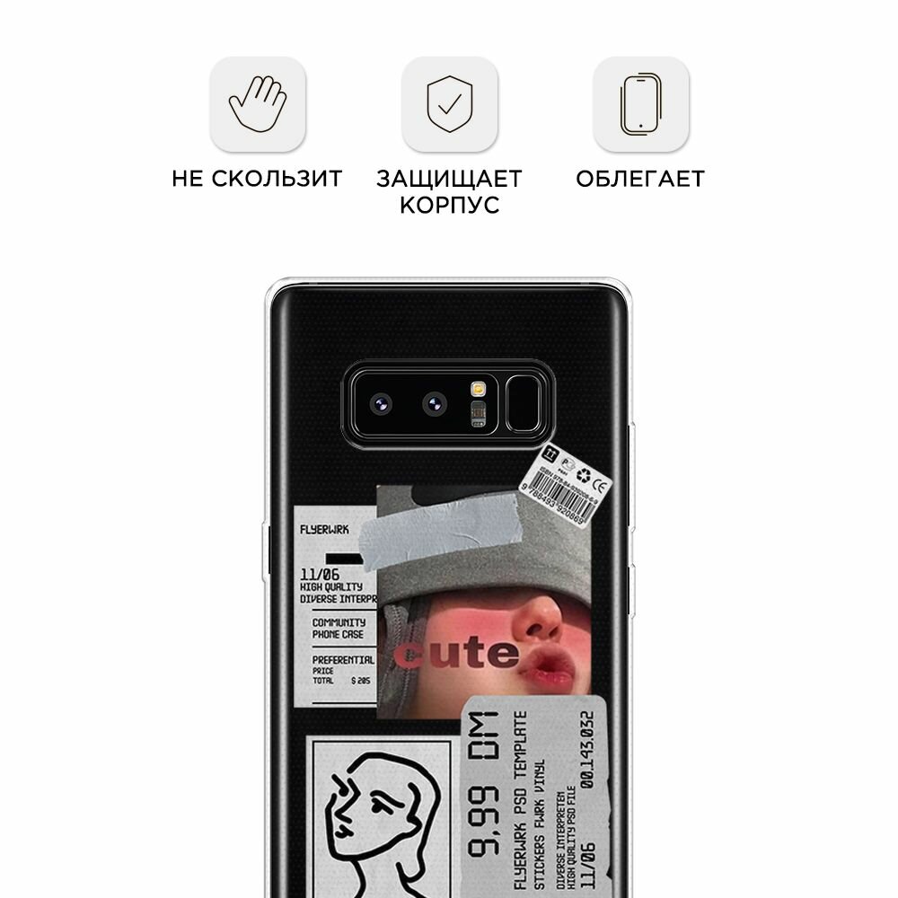 Чехол на Samsung Galaxy Note 8 / Самсунг Галакси Нот 8 с принтом Cute girl collage, прозрачный — фото 1