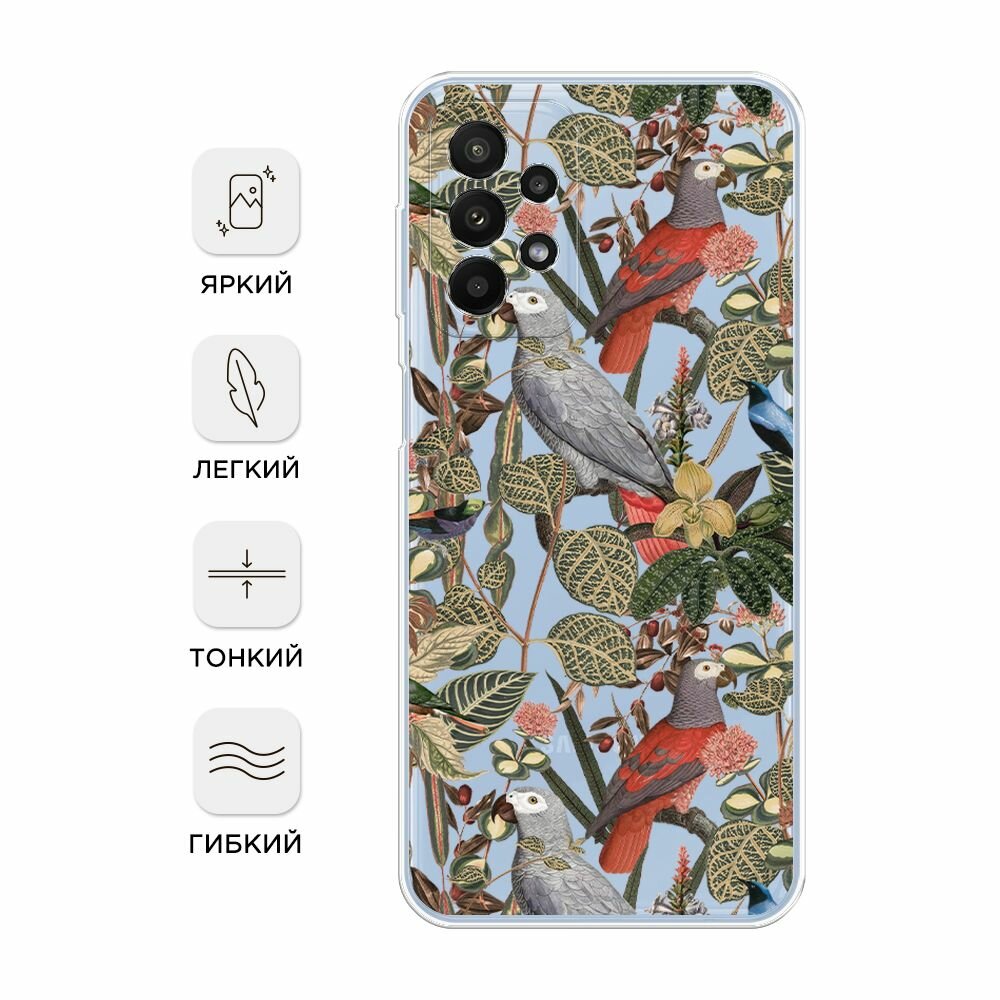 Чехол на Samsung Galaxy A23 / Самсунг Галакси А23 с принтом "Tropical pattern", прозрачный — фото 1