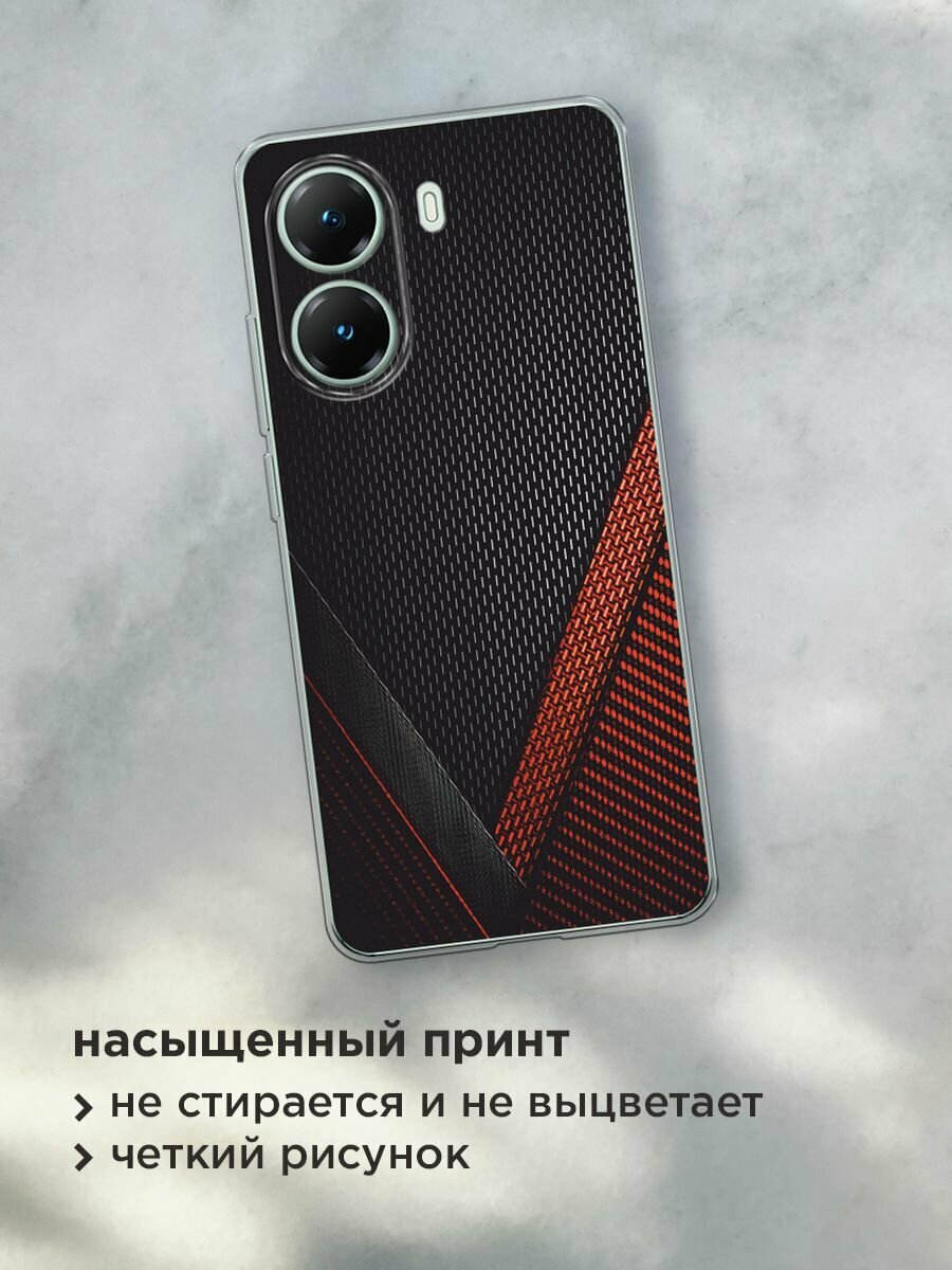 Чехол на Poco X7 Pro / Поко X7 Про с принтом "Красный карбон" — фото 1