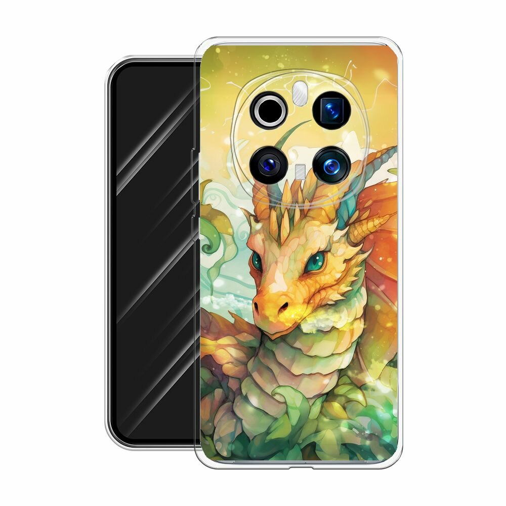 Чехол на Honor Magic 7 Pro / Хонор Мэджик 7 Про с принтом Жёлтый дракон рисунок — фото 1