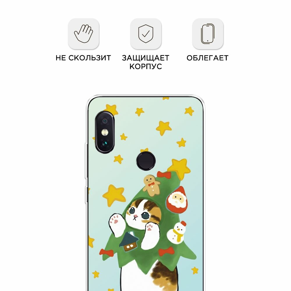 Чехол на Xiaomi Redmi Note 5/Note 5 Pro / Сяоми Редми Нот 5/Нот 5 Про с принтом Котик-ёлочка — фото 1