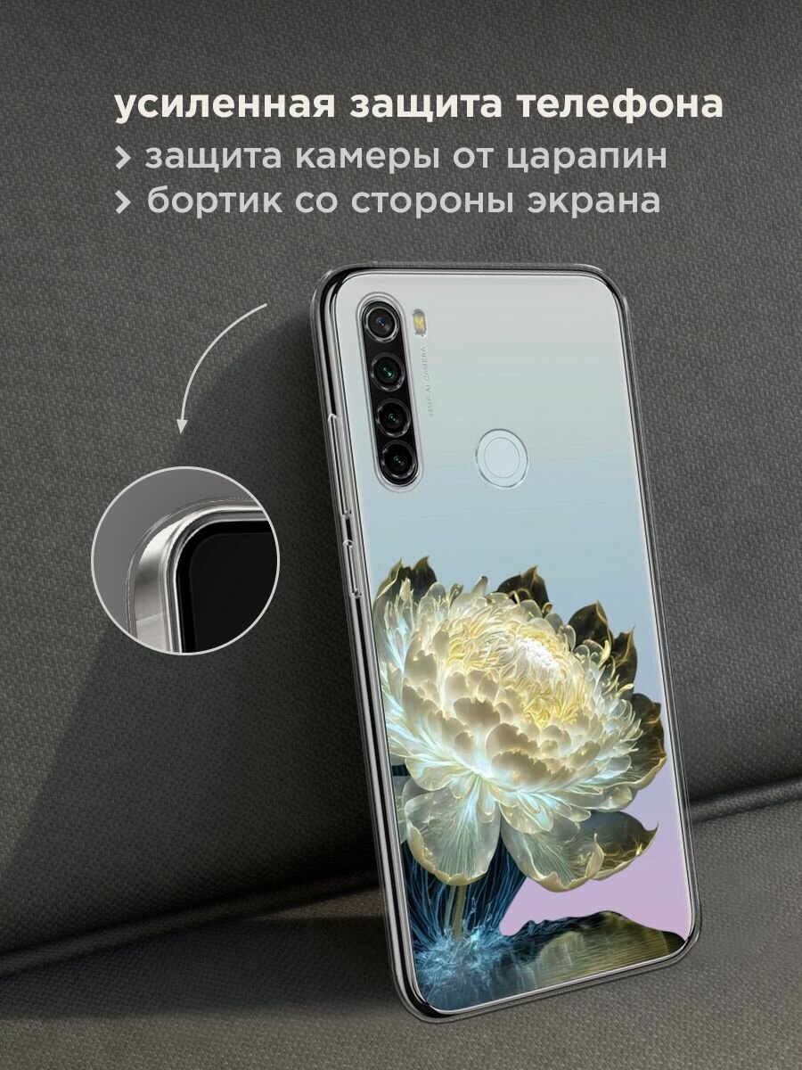 Чехол на Xiaomi Redmi Note 8T / Сяоми Редми Нот 8Т с принтом "Китайский лотос", прозрачный — фото 1