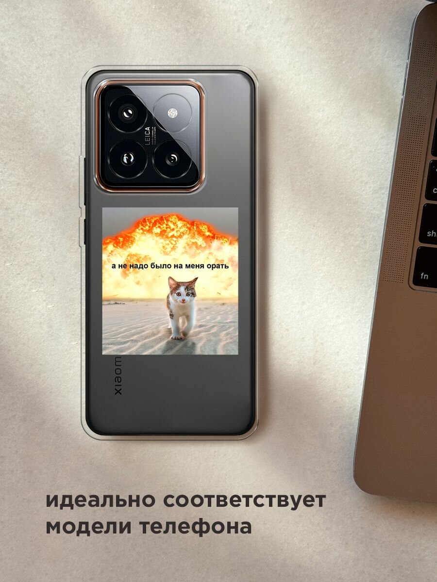 Чехол на Xiaomi 14 Pro / Сяоми 14 Про с принтом "Не надо было орать", прозрачный — фото 1
