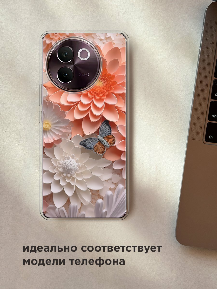 Силиконовый чехол на Vivo V30e / Виво В30е с принтом "Бумажные цветы" — фото 1