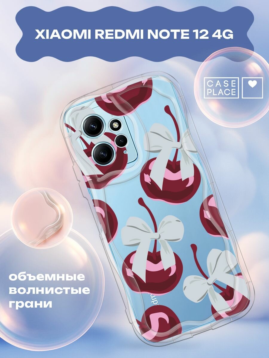 Чехол на Xiaomi Redmi Note 12 4G / Редми Нот 12 4G с принтом "Вишни с бантами"