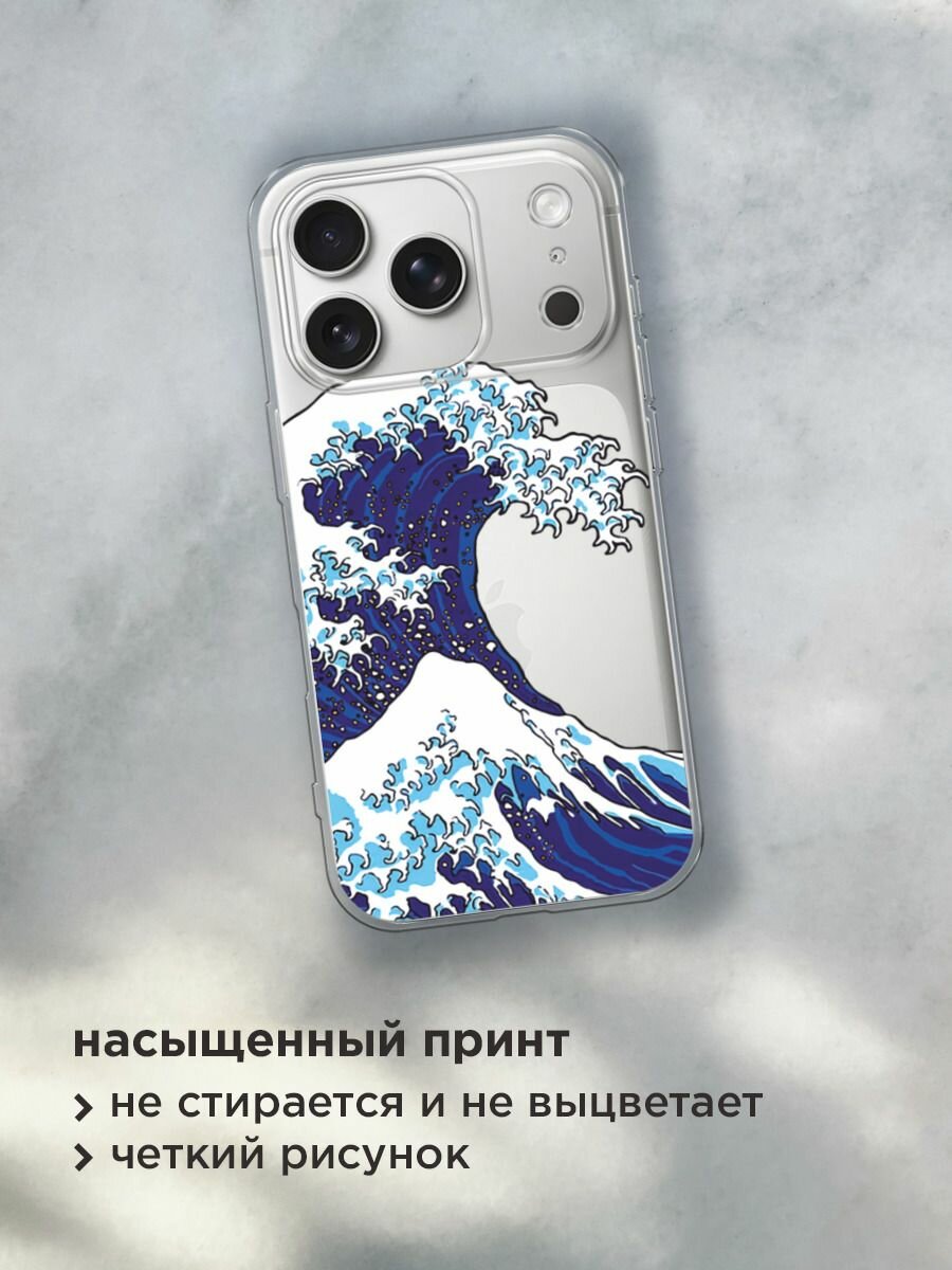 Чехол на Apple iPhone 17 Pro / Айфон 17 Про с принтом "Волна над Фудзи", прозрачный — фото 1