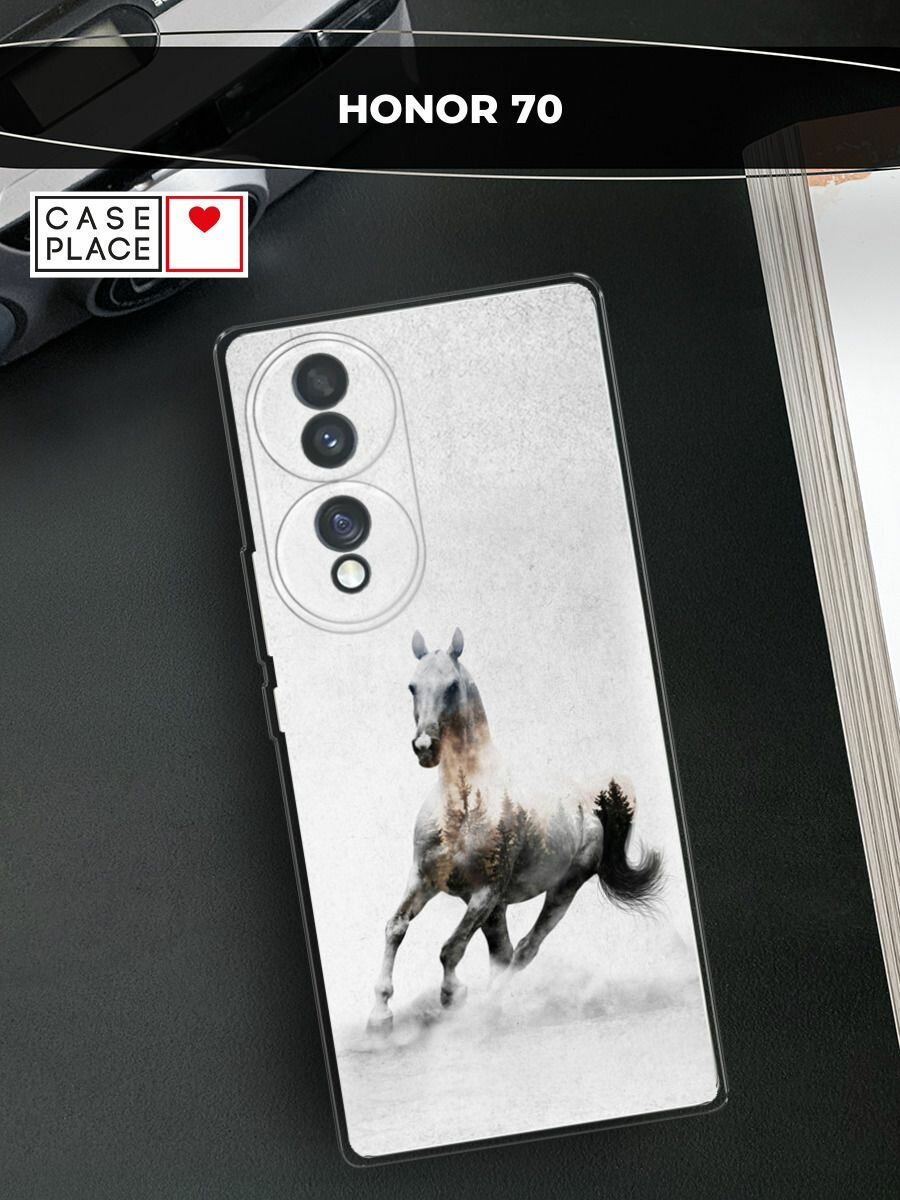 Силиконовый чехол на Honor 70 / Хонор 70 с принтом "Лошадь лес"