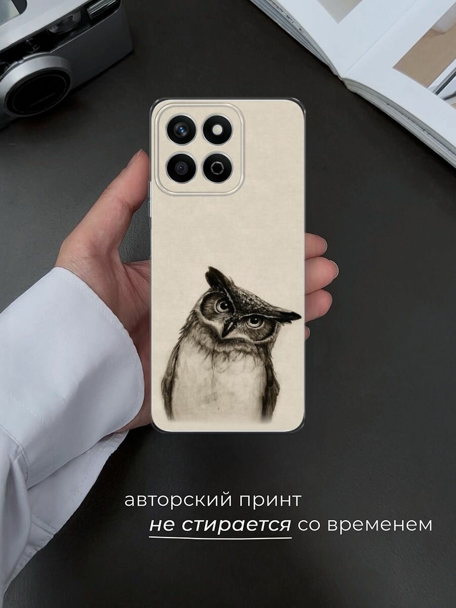 Силиконовый чехол на Honor X7c / Хонор X7c с принтом "Сова" — фото 1