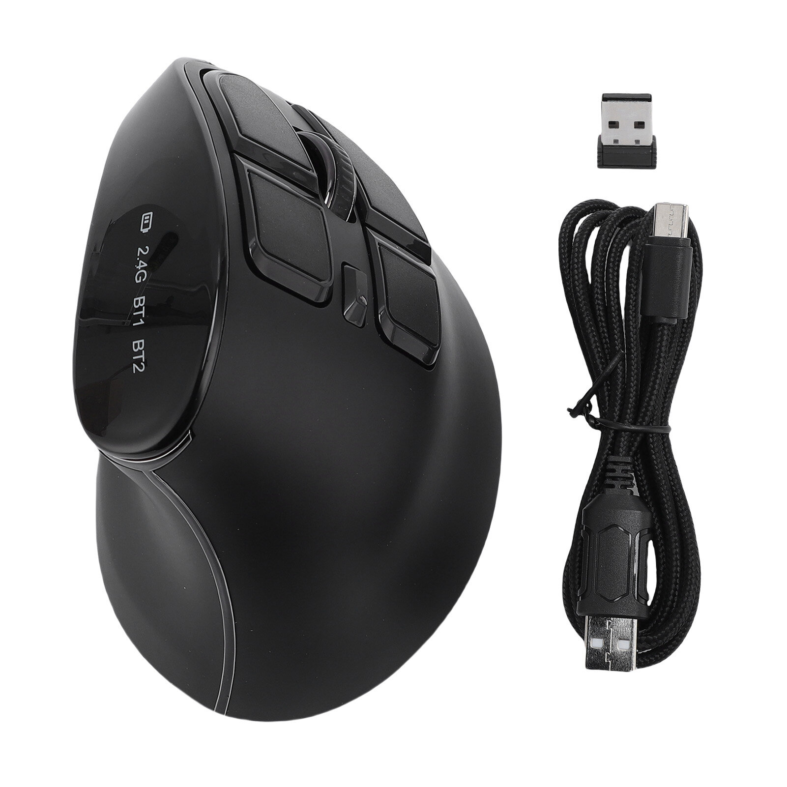 Эргономичная вертикальная беспроводная мышь Bluetooth и 2.4G, двухрежимная, тихая, перезаряжаемая, DPI 1000, 1600, 2400, для ноутбука, настольного компьютера, планшета