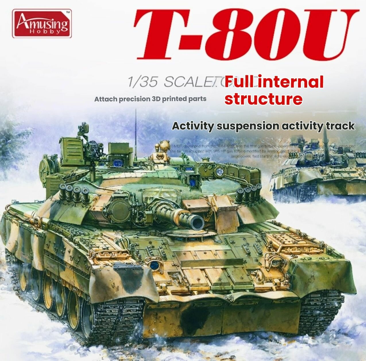 Amusing 35A060 1/35 Российский Т-80U Полный интерьер сборная модель танка