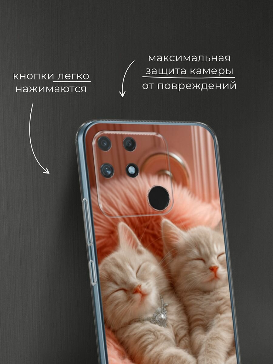Чехол на Realme Narzo 50A / Реалми Нарзо 50A с принтом "Спящие котики" — фото 1