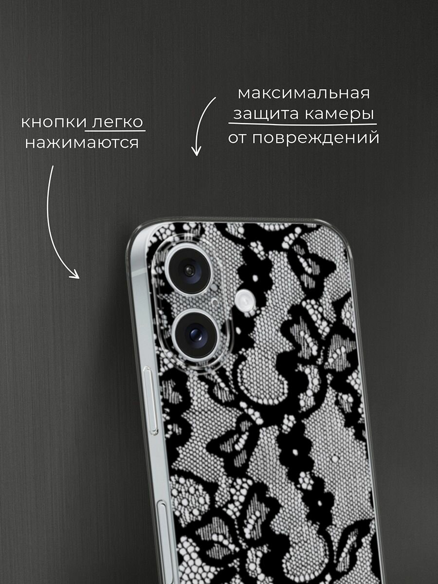 Чехол на Apple iPhone 16 / Айфон 16 с принтом "Черная сетка 2" — фото 1