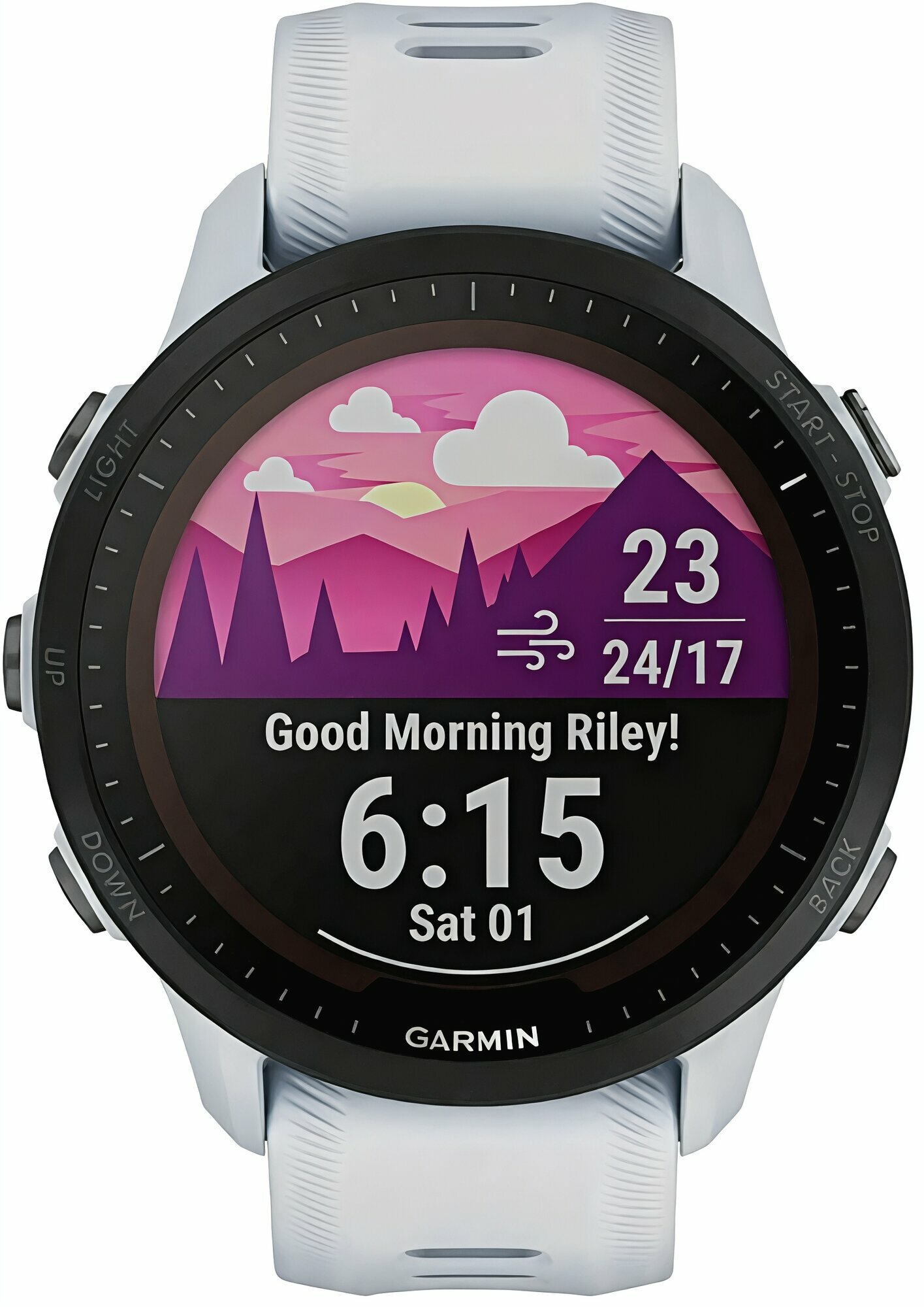 Умные часы Garmin Forerunner 955 Solar, с белым ремешком (010-02638-21)