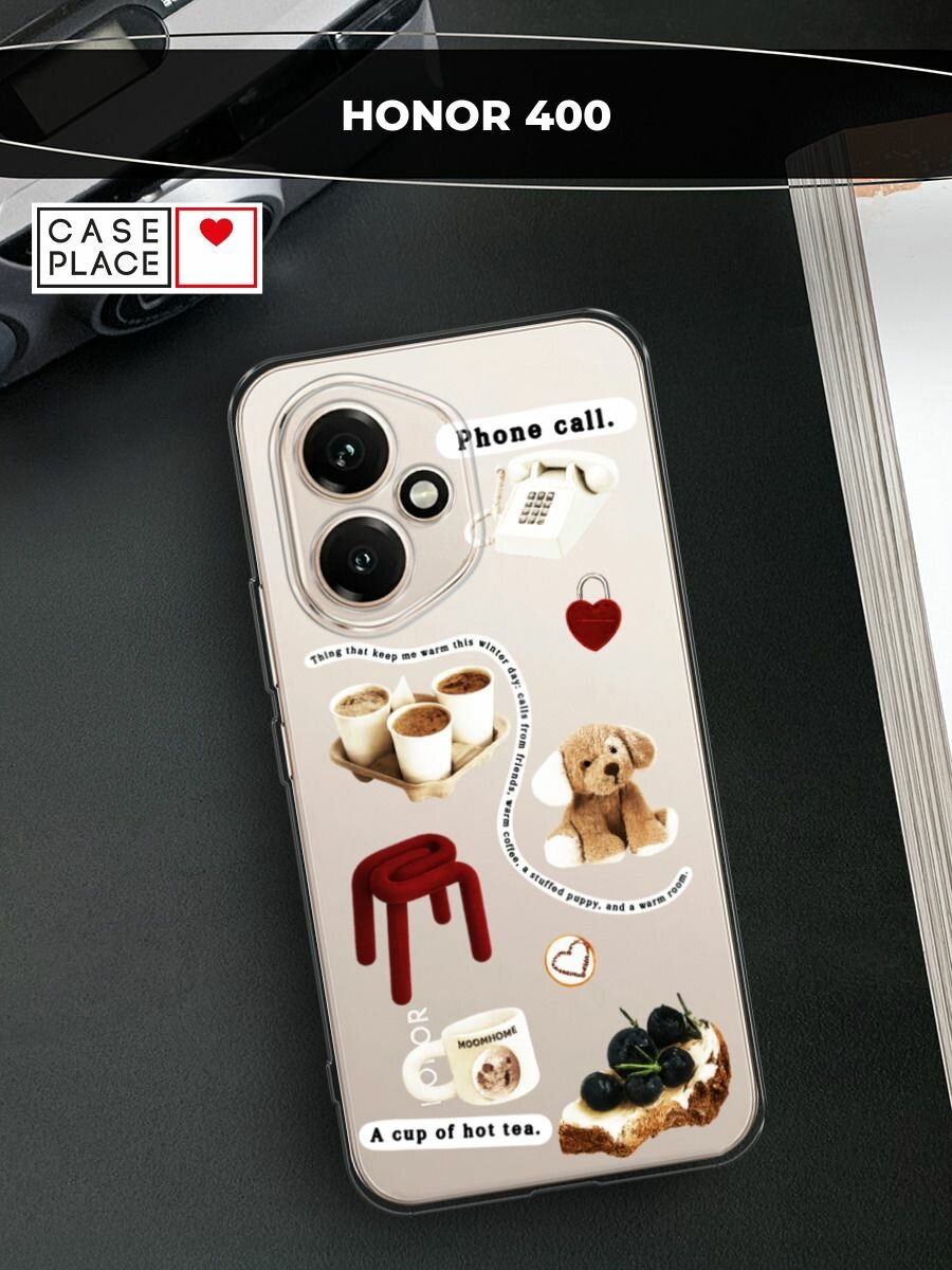 Чехол на Honor 400 / Хонор 400 с принтом "Phone call", прозрачный