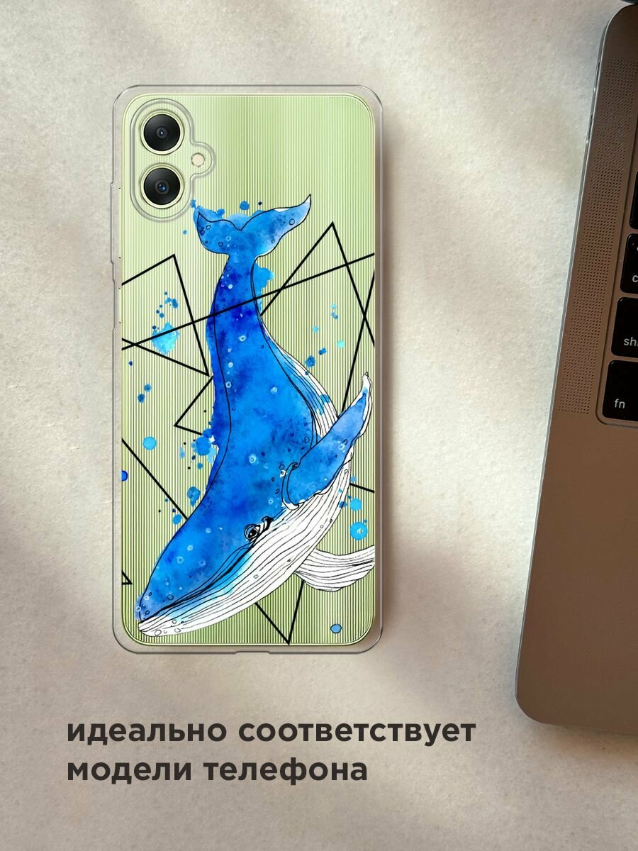 Чехол на Samsung Galaxy A06 / Самсунг Галакси А06 с принтом "Кит графика", прозрачный — фото 1