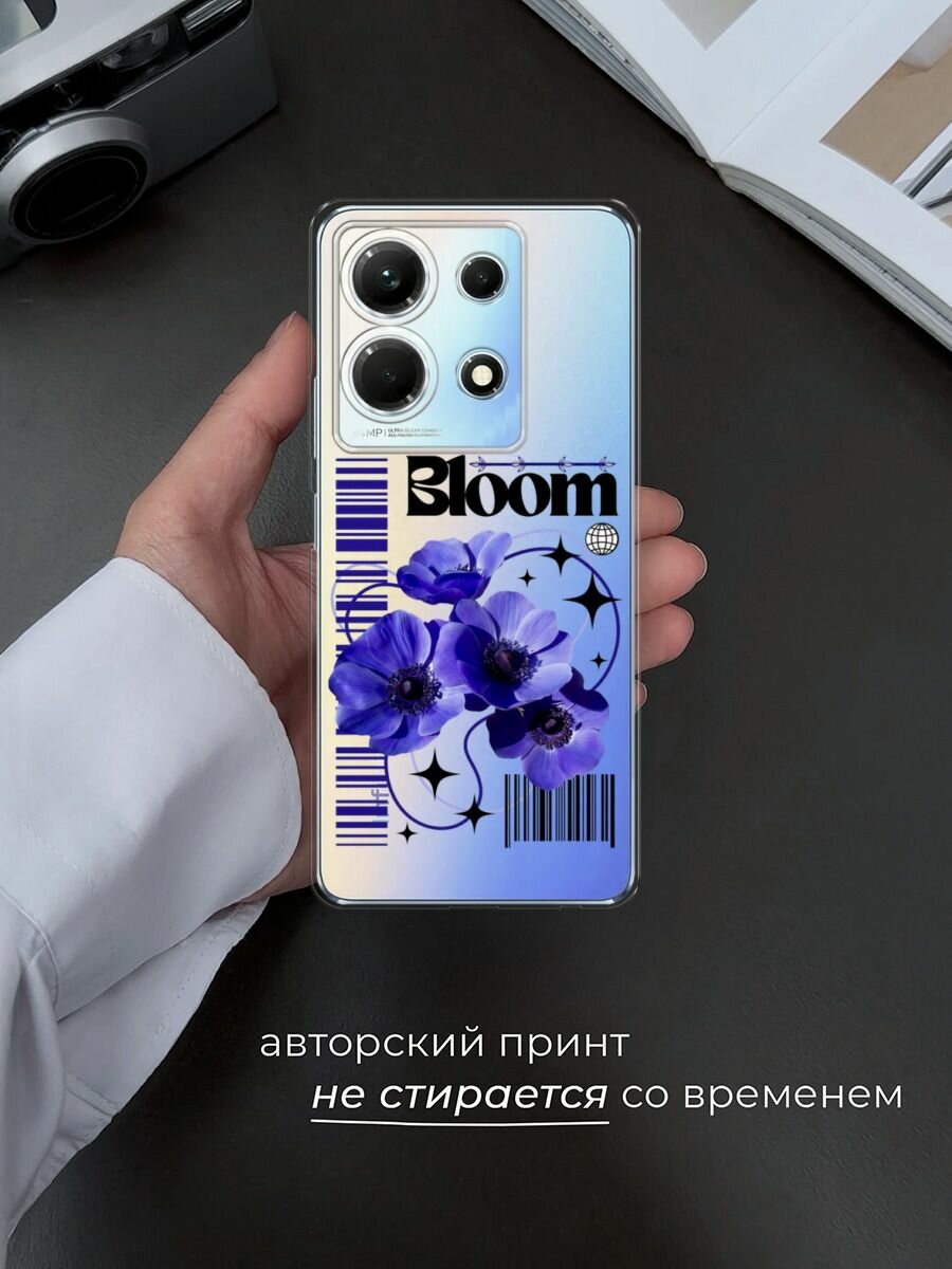 Чехол на Infinix Note 30 4G / Инфиникс Нот 30 4G с принтом "Завораживающие анемоны", прозрачный — фото 1