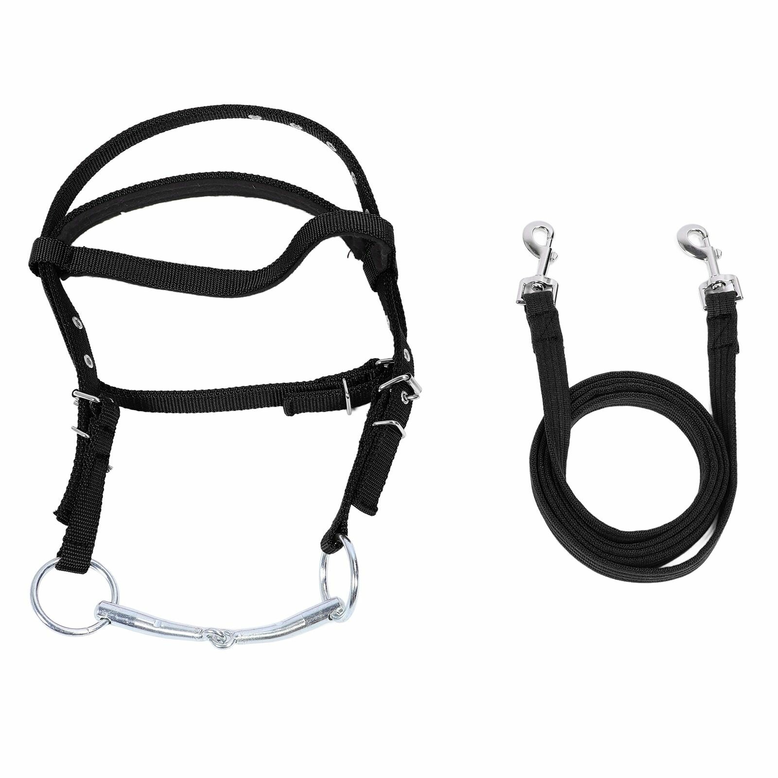 Нейлоновый стильный регулируемый повод для уздечки для верховой езды, черный L (для лошадей с высотой в холке 1,3 метра и выше)