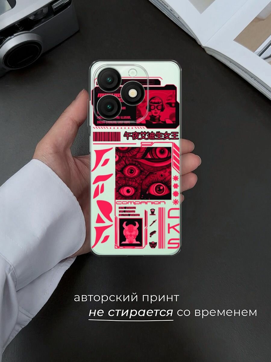 Чехол на Itel A50 / Ител А50 с принтом "Mionight queen", прозрачный — фото 1