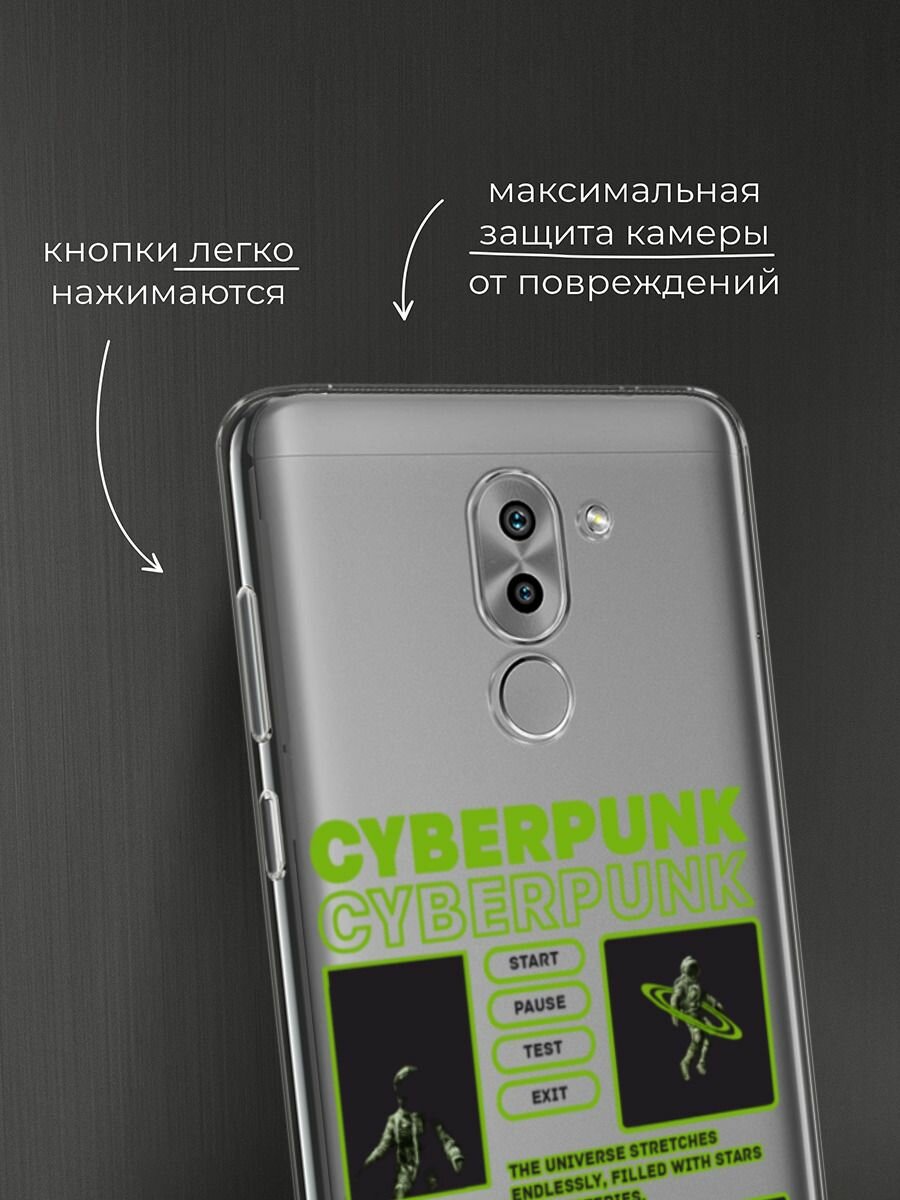 Чехол на Honor 6X / Хонор 6Х с принтом "Cyberpunk", прозрачный — фото 1