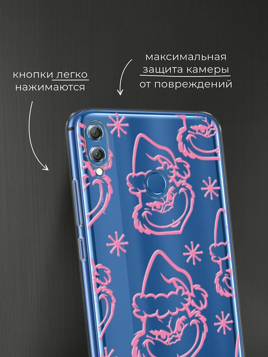Чехол на Honor 8X / Хонор 8Х с принтом "Розовый Гринч 3" — фото 1