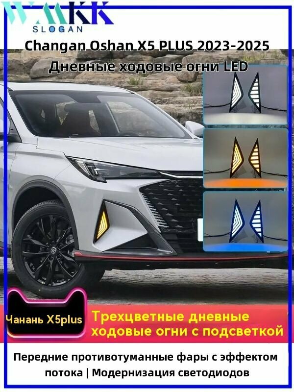 Changan Oshan X5 PLUS 2023-2025 Дневные ходовые огни LED Передние противотуманные фары с эффектом потока Модернизация светодиодов