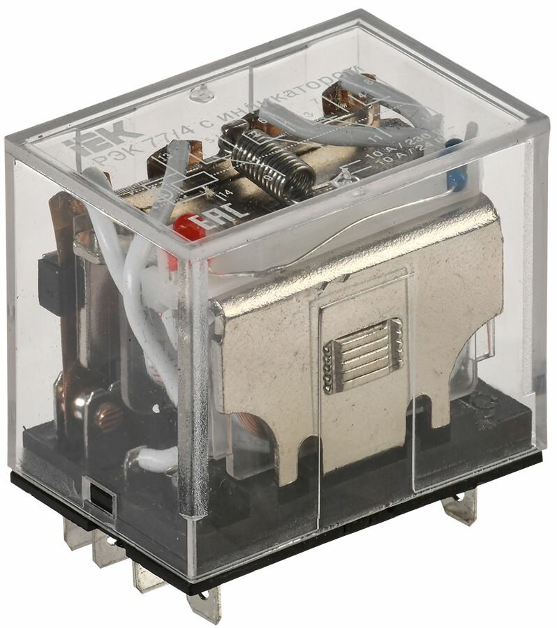 Реле промежуточное ONI РЭК77/4, 24В переменного тока, 4 контакта на замыкание, 10A, с индикацией