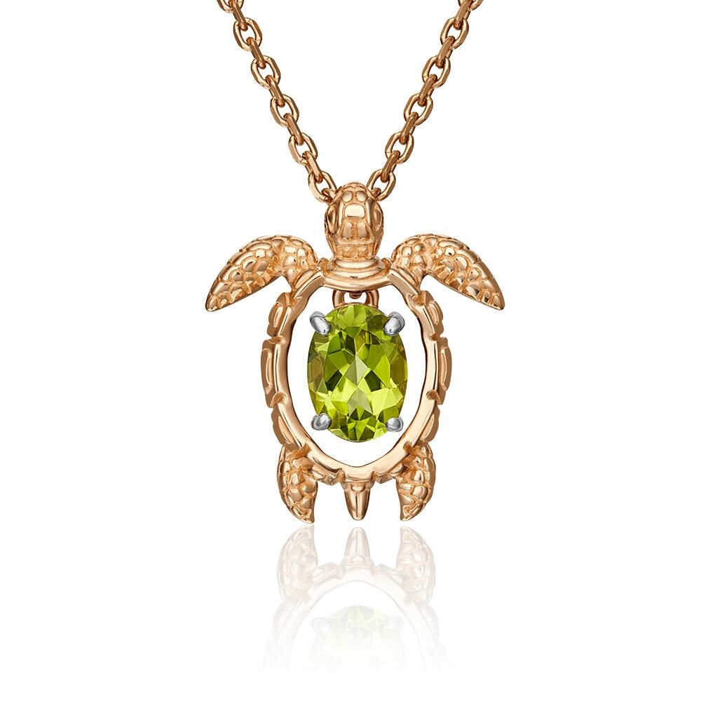 Подвеска, красное золото, 585 проба, хризолит