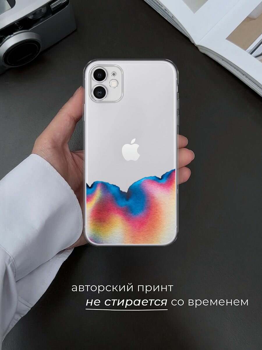 Чехол на Apple iPhone 11 / Айфон 11 с принтом Акварельное сочетание, прозрачный — фото 1