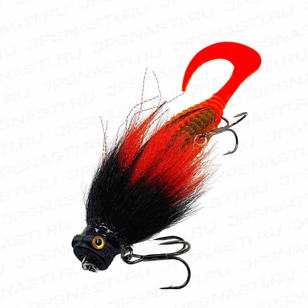 Бактейл оснащенный Boroda Baits Bearded Mouse, #108R - Black / Red / Приманки для ловли щуки и судака
